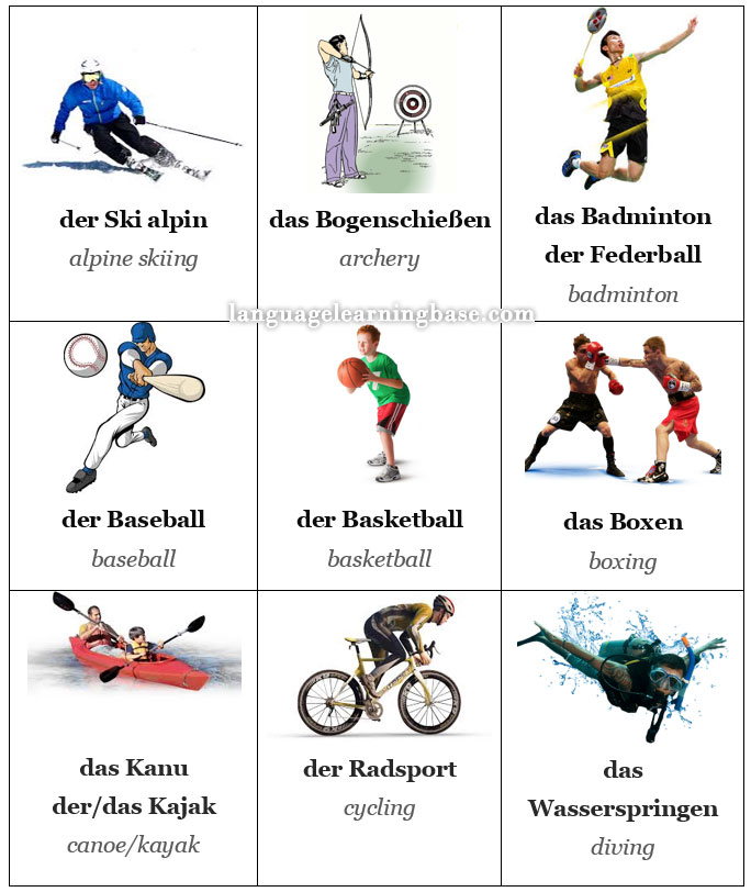 German Sports Flashcards - learn German,flashcards,german,vocabulary,sports